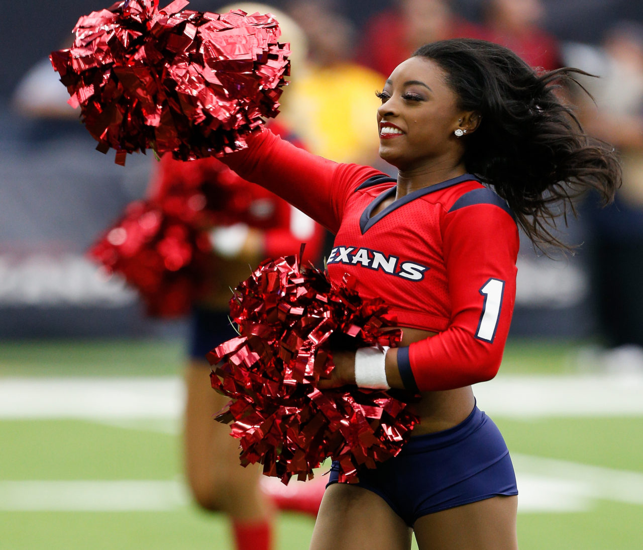 Simone Biles Joins Texans Cheerleading Squad